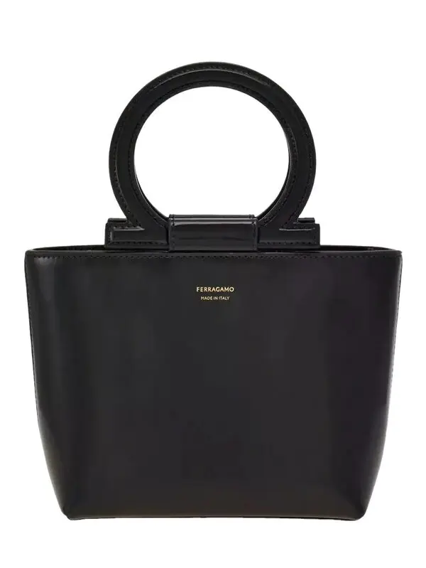 FERRAGAMO Mini Gancini-handle Handbag - Black
