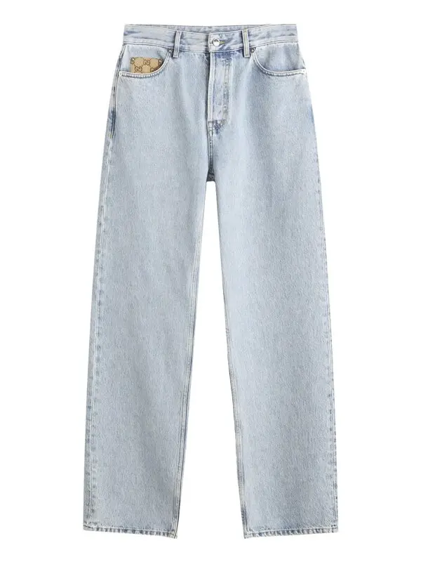 Gucci Cotton Denim Straight Leg Jeans - Blue