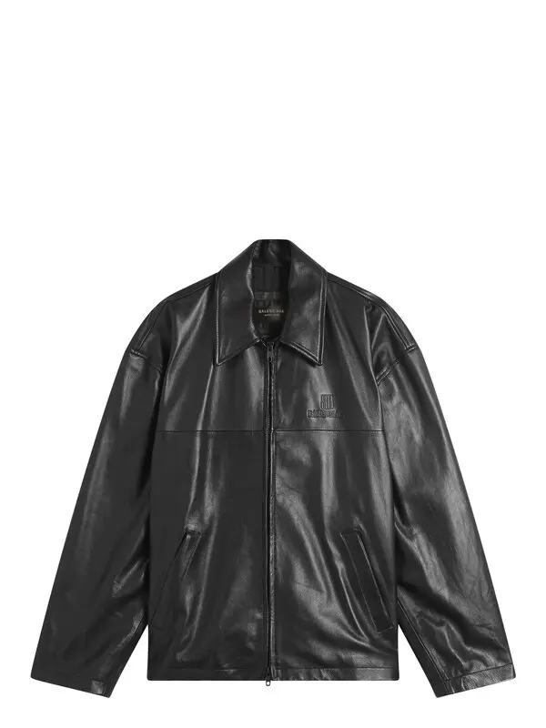 Balenciaga Super Soft Leather Zip-up Jacket - Black