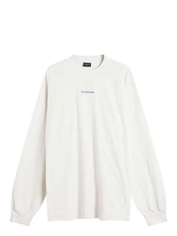 Balenciaga Logo Back Dry Jersey Long Sleeve Fit T-shi - Dirty Wht/sport Blue