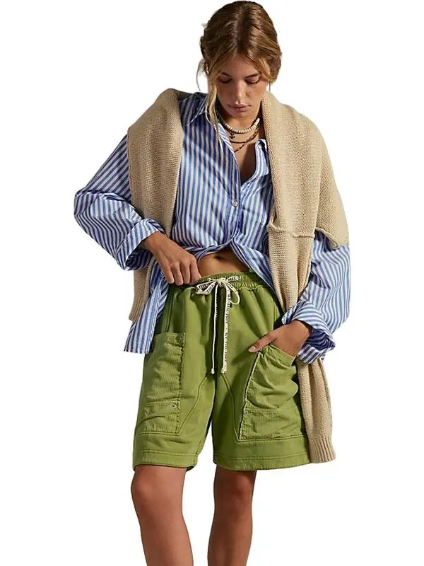 Free People We The Free Jet Set Cargo Shorts - Going Green