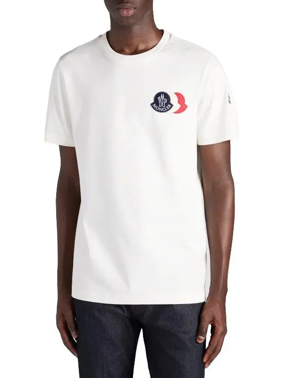 Moncler Logo Patch Cotton T-shirt - Silk White