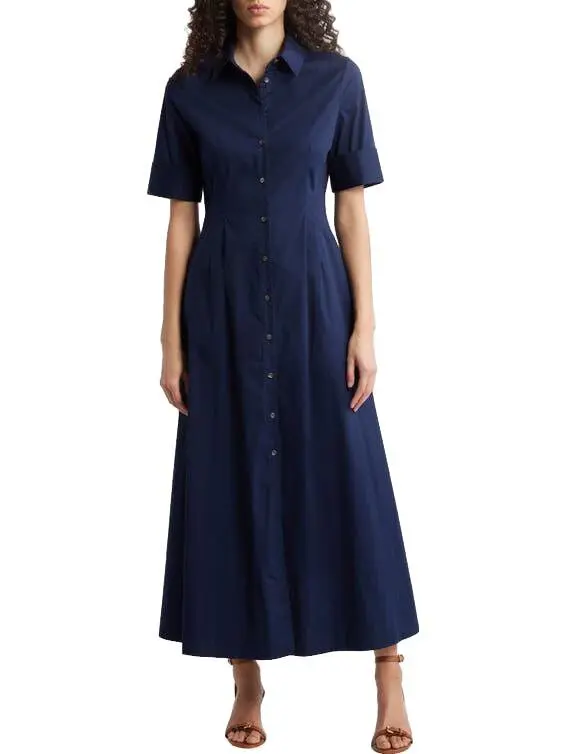 Staud Joan A-line Shirtdress - Navy