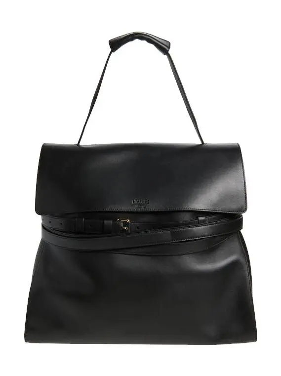 Moschino Jumbo Tie Me Leather Tote - Black