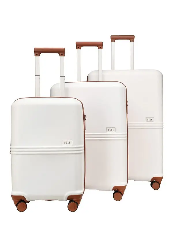 ELLE Expedition 3-piece Expandable Polycarbonate Spinner Luggage Set - White