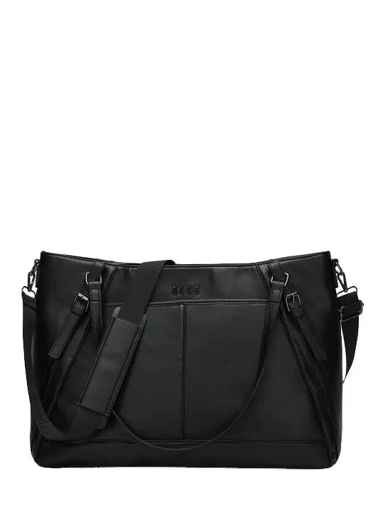 ELLE 33l Vegan Leather Weekender Duffle Bag - Black