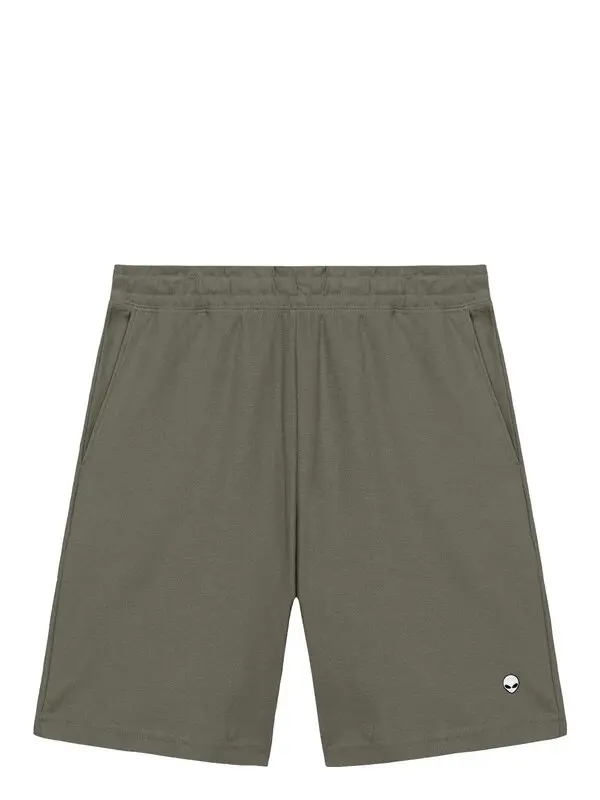 DALIX Pique Shorts With Alien Design - Olive