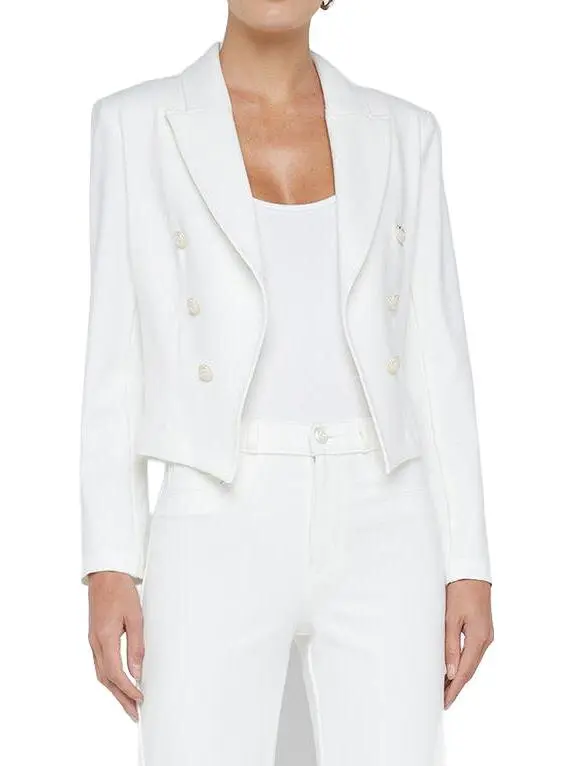 L'Agence Wayne Crop Double Breasted Jacket - Ivory