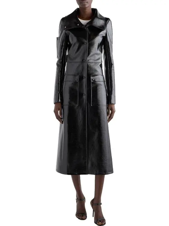 COURREGES Heritage Vinyl Trench Coat - Black