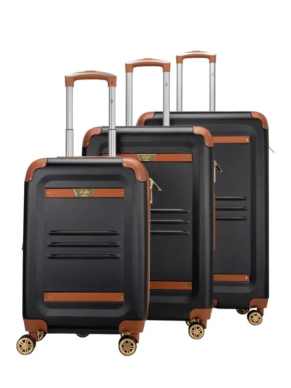 19V69 ITALIA 3-piece Expandable Spinner Luggage Set - Black