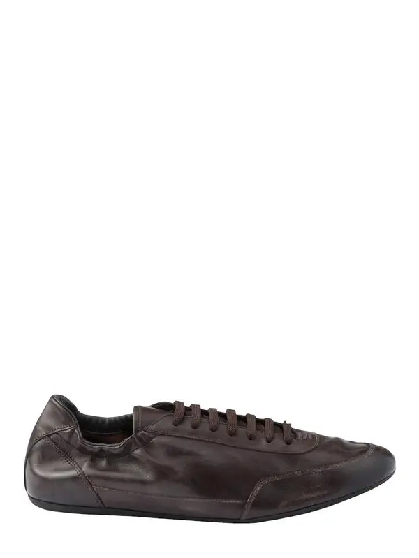 Prada Leather Collapse Sneakers - Dark Brown