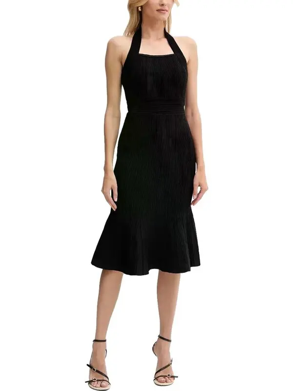 Guess Halterneck Ribbed Midi Dress - Black