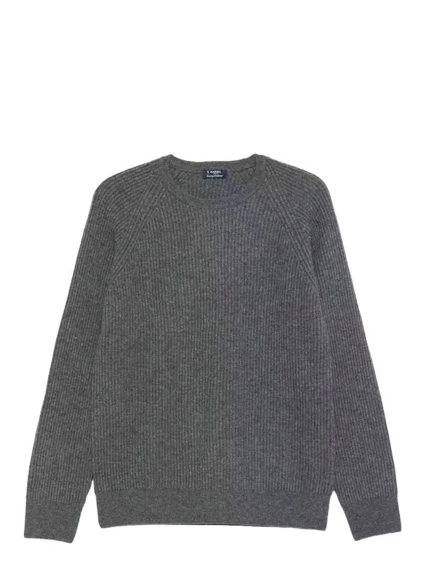 BARBA NAPOLI Ribbed Raglan-sleeve Sweater - Grey