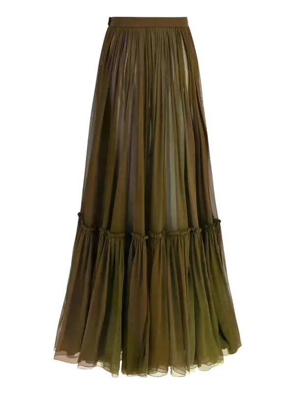 Saint Laurent Tiered Long Skirt - Brown