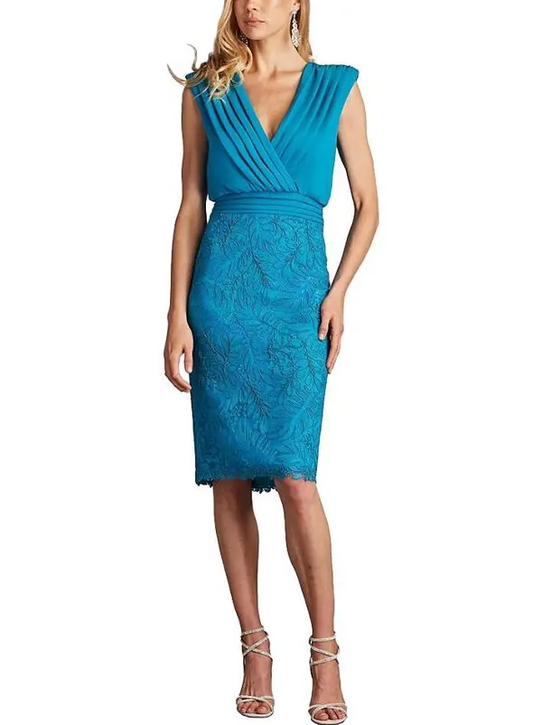 Tadashi Shoji Embroidered Blouson Dress - Blue