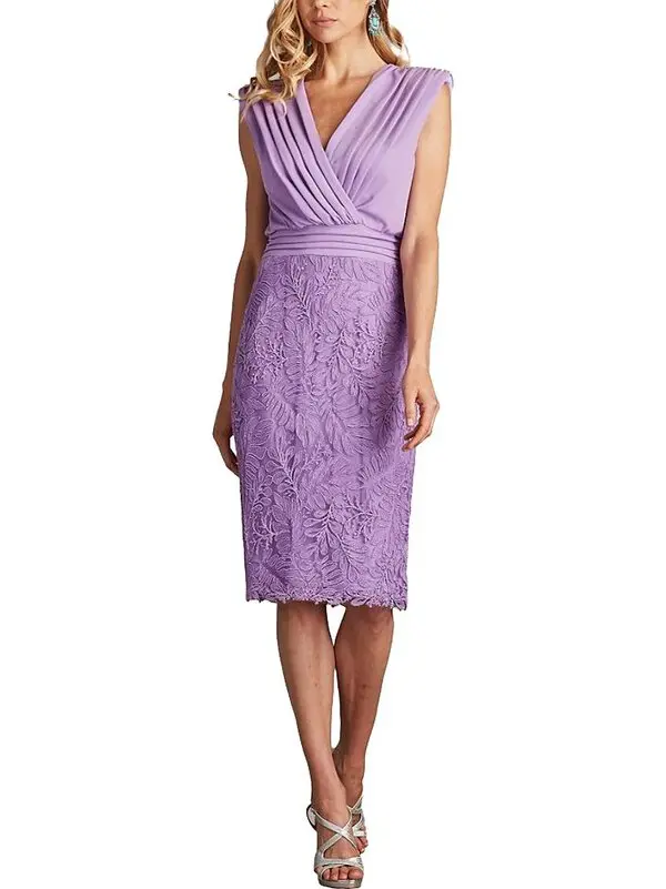 Tadashi Shoji Embroidered Blouson Dress - Purple