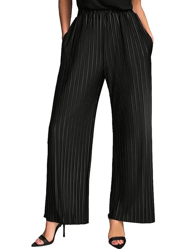 Donna Karan New York Pleated Wide-leg Pants - Black