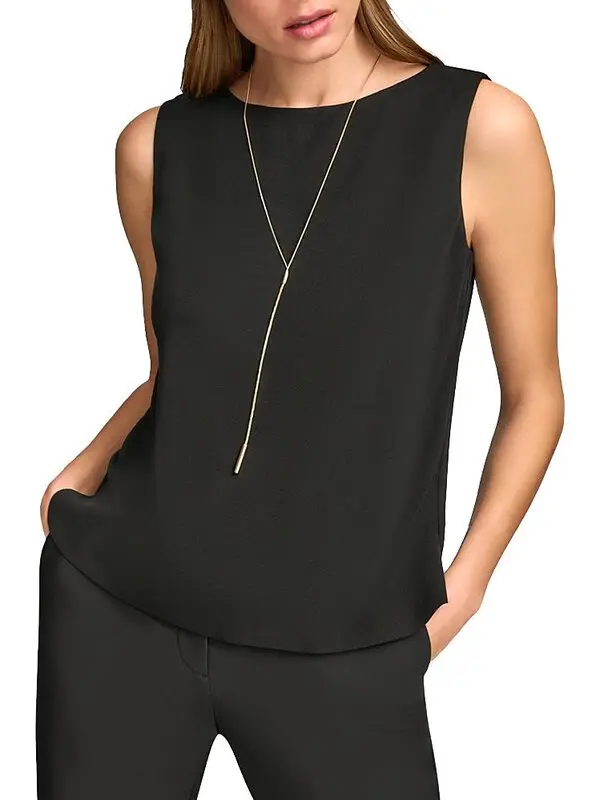 Donna Karan New York Sleeveless Crewneck Top - Black
