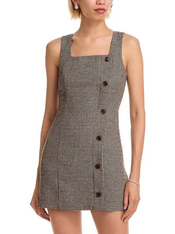 French Connection Houndstooth Mini Dress - Brown Multi