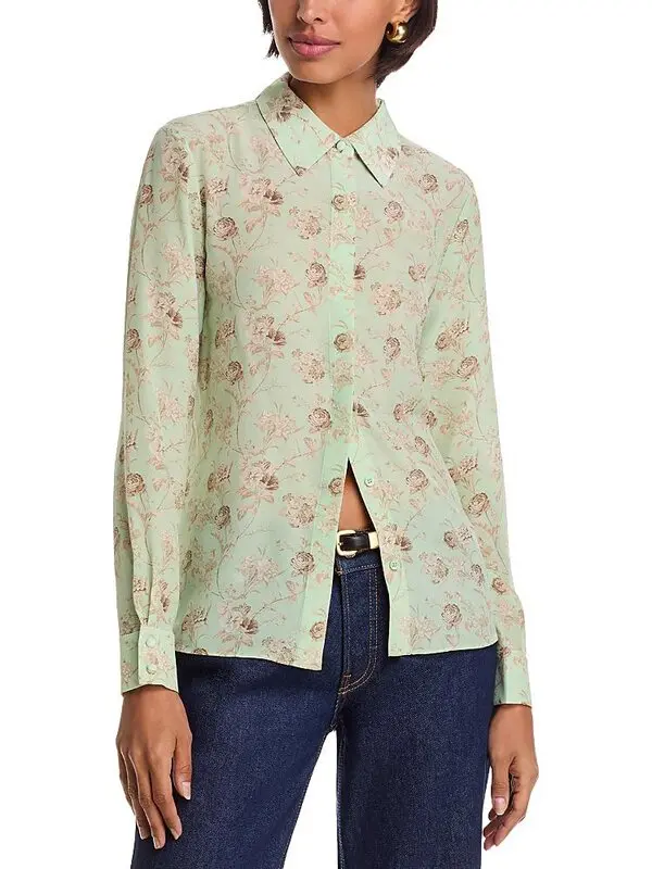 Alice + Olivia Willa Silk Top - Pflr Grn T