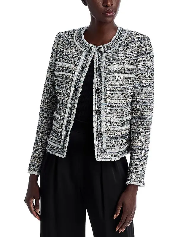 Elie Tahari Dakota Tweed Jacket - Castle Blue