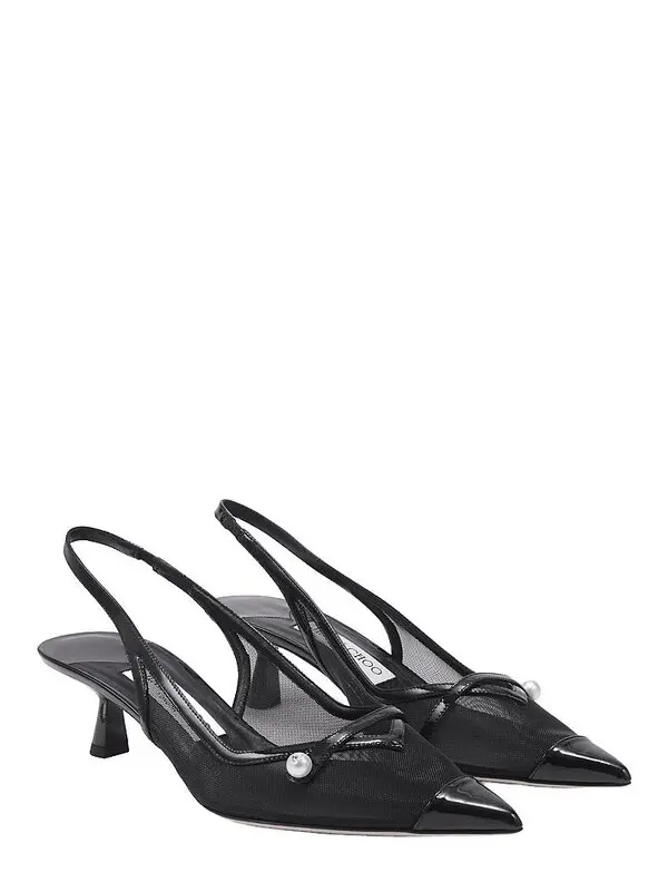 JIMMY CHOO Amita 45 Mesh Slingback Pumps - Black