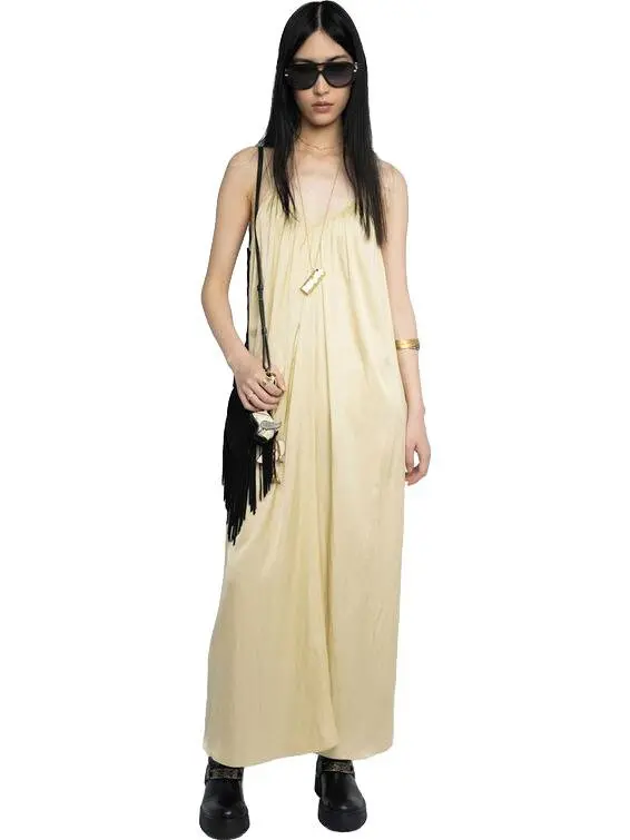 Zadig&Voltaire Ristym Satin Maxi Dress - Green