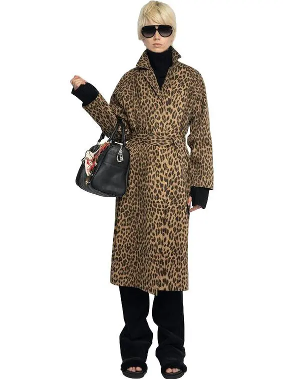 Zadig&Voltaire Leopard Print Cotton Canvas Coat - Natural