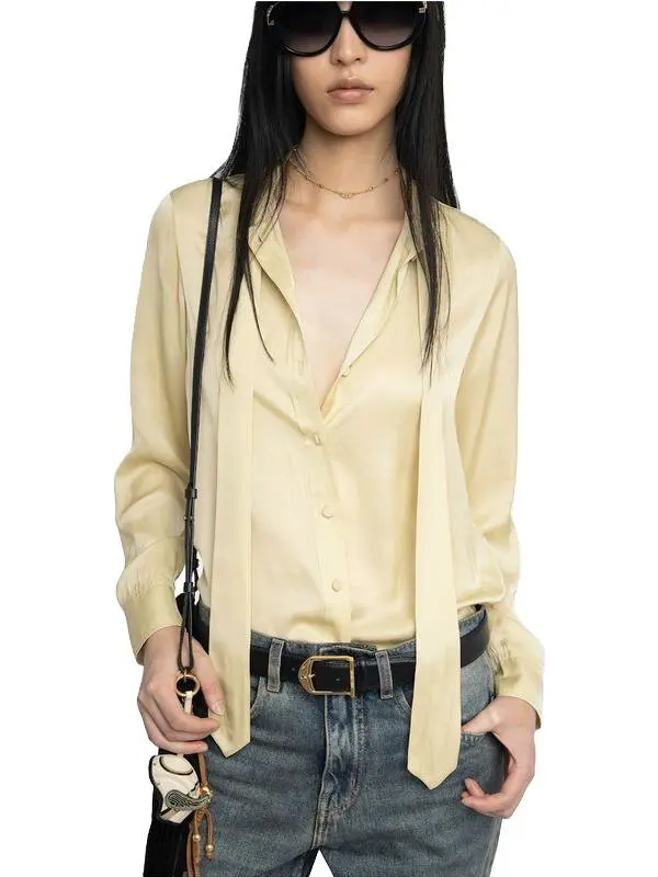 Zadig&Voltaire Tulba Satin Shirt - Natural