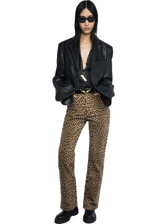 Zadig&Voltaire Evy Leopard Print Wide-leg Jeans - Denim