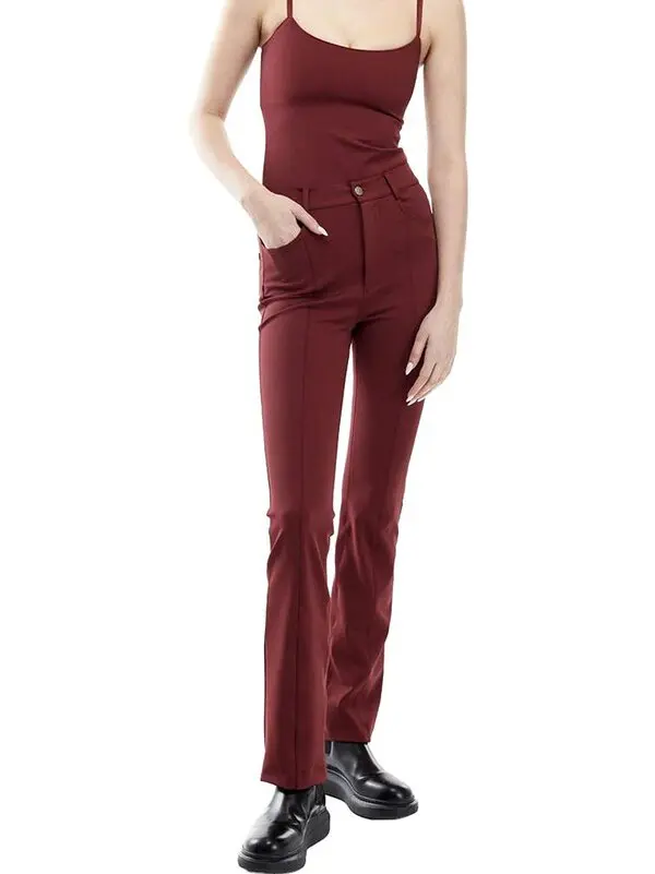 MOTHER OF ALL Kathrine Straight Leg Pants - Burgundy
