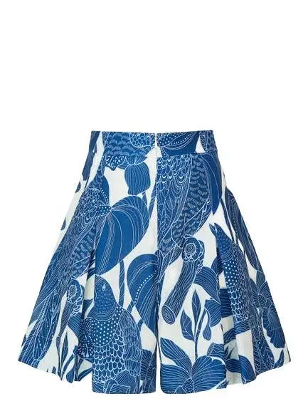 NO PISE LA GRAMA Printed Linen Short - Canario Blue Print