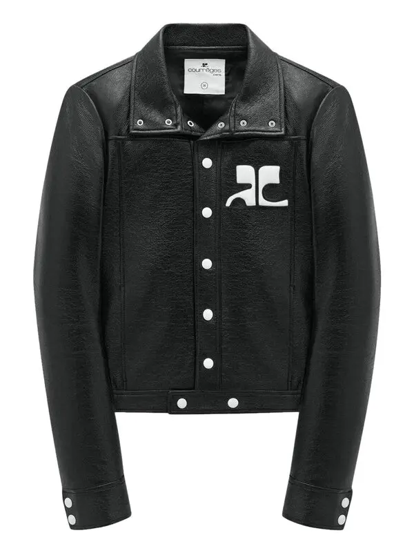 COURREGES Logo-patch Faux-leather Jacket - Black