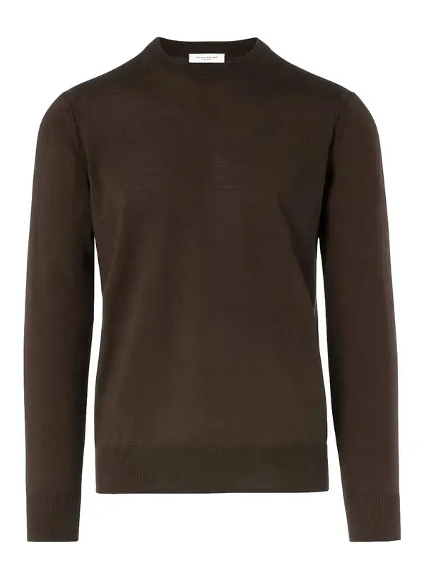 PAOLO PECORA Wool Crewneck Sweater - Brown