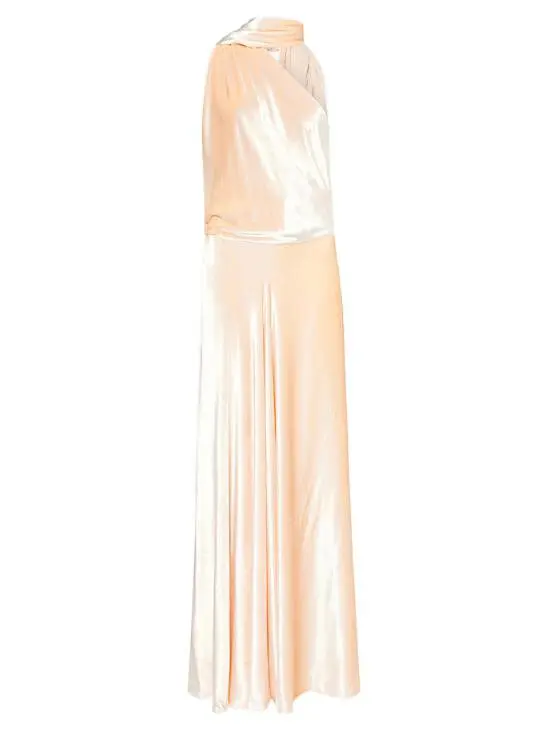 Alberta Ferretti Velvet One-shoulder Woven Maxi Dress - Pink