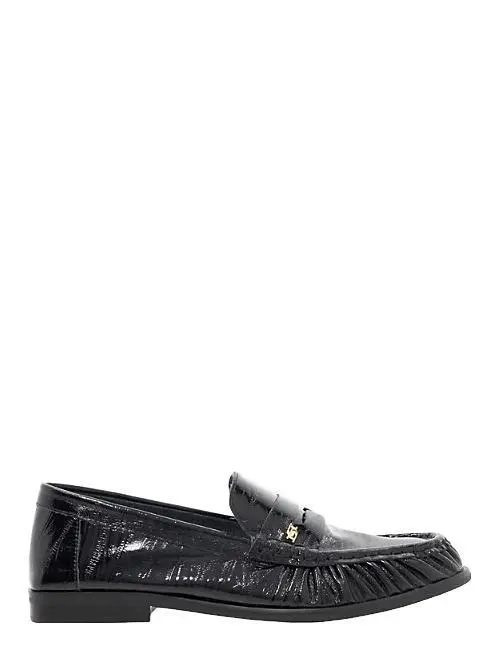 DUNE Grisella Leather Penny Loafers - Black Rept Print Leather