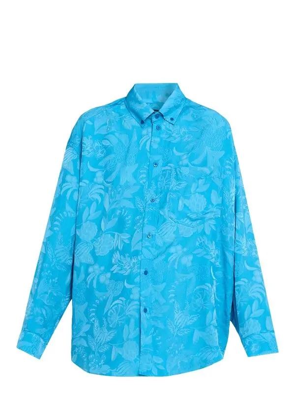 Balenciaga Long-sleeve Button-down Cocoon Shirt - Sky Blue