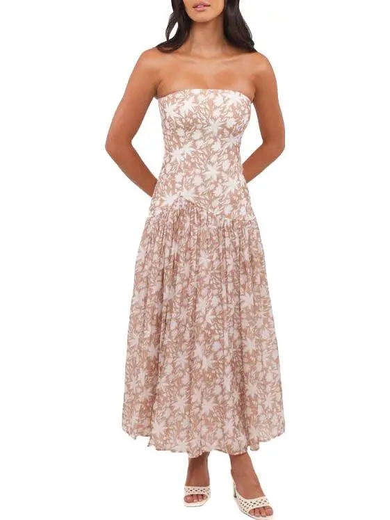PETAL & PUP Nyx Strapless Maxi Dress - Mocha