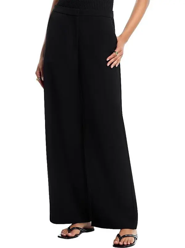 Aqua Wide-leg Suit Pants - Black