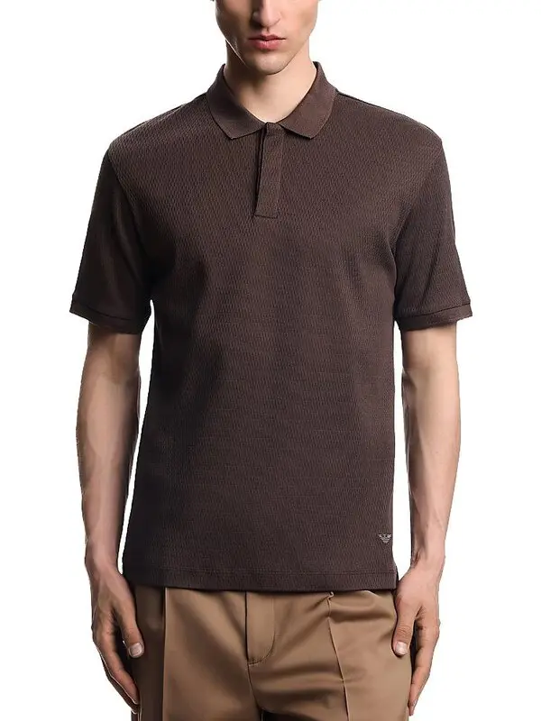 Emporio Armani Regular Fit Jacquard Jersey Polo - Solid Dark