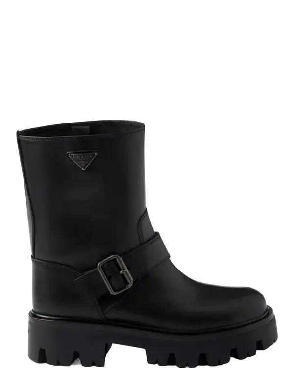Prada Buckle-fastening Lug-sole Boots - Black