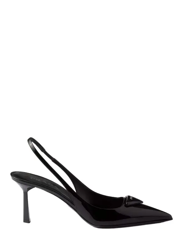 Prada Patent Leather Slingback Pumps - Black