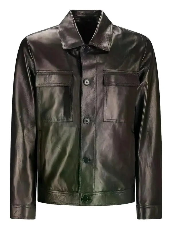 SALVATORE SANTORO Leather Shirt Jacket - Black