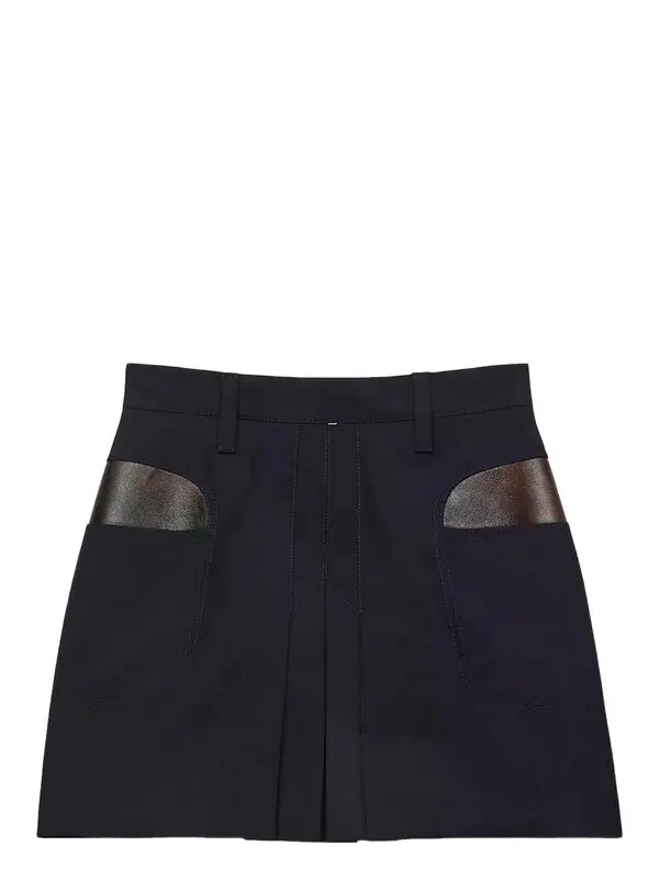 Prada Leather-pocket Pleated Mini Skirt - Blue