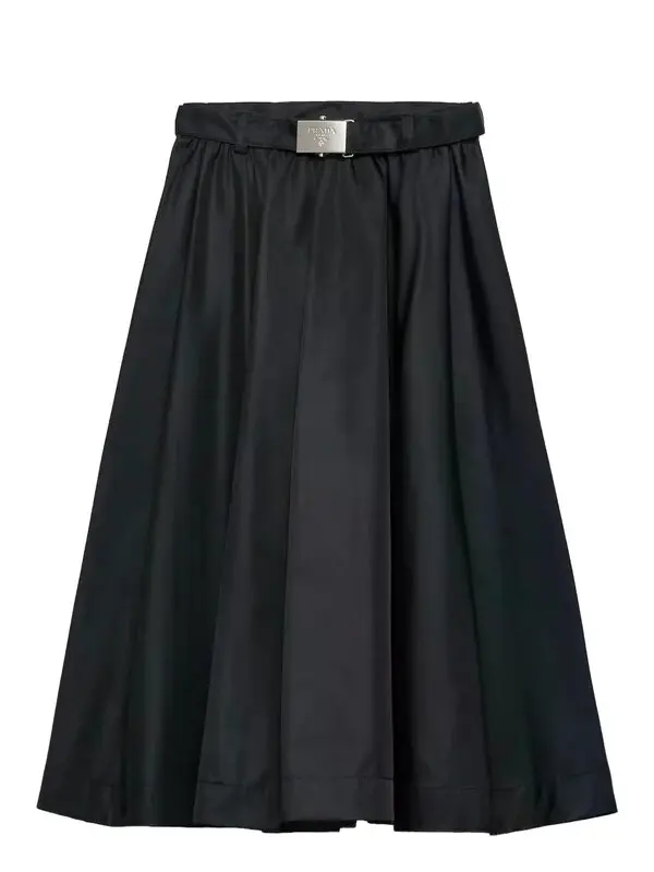 Prada Belted Pleated A-line Skirt - Black