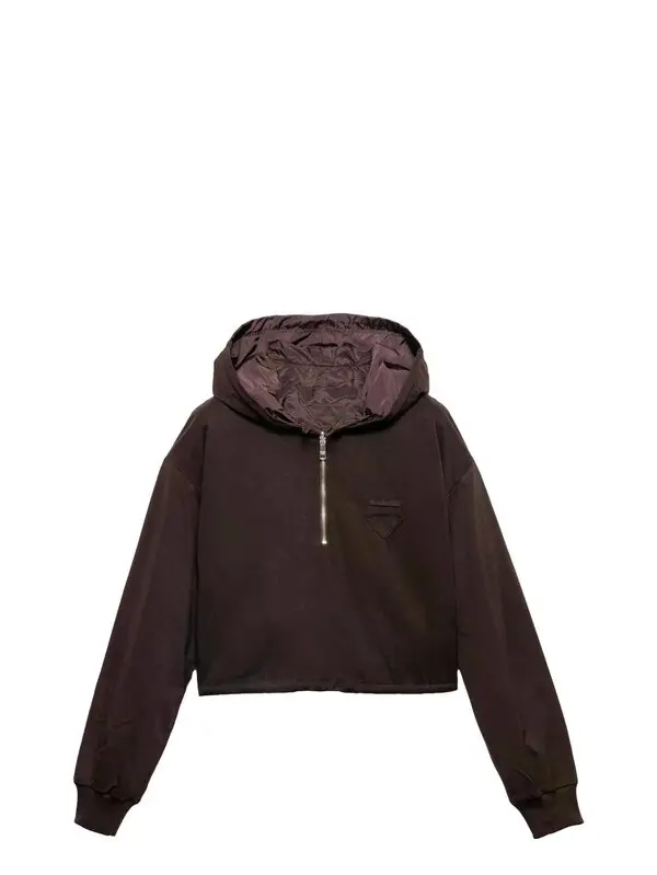 Prada Drawstring Hem Hoodie - Brown