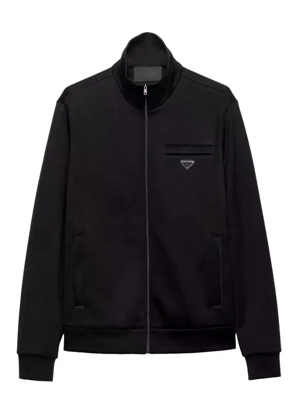 Prada Logo Zip-closure Jacket - Black