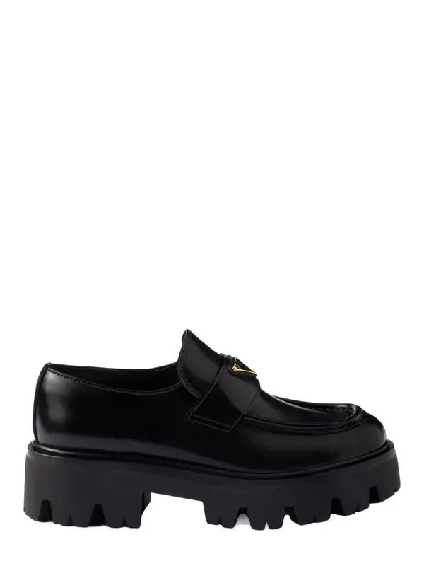 Prada Brushed-leather Loafers - Black