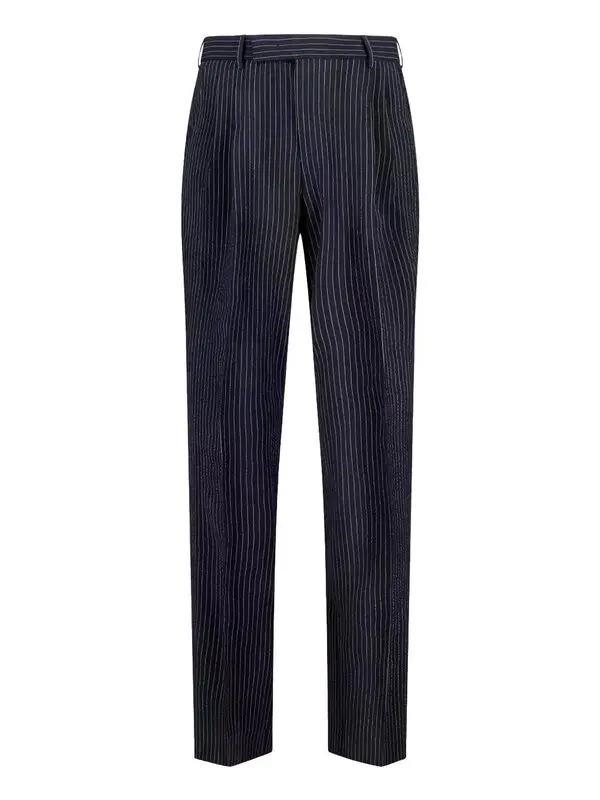 PT TORINO Pinstripe Trousers With Pleat Detail - Blue