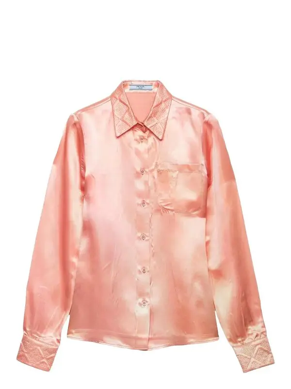 Prada Embroidered Collar Shirt - Orange